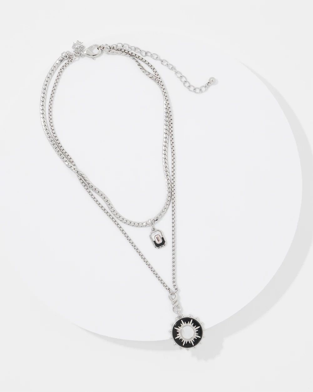 Silver Onyx Charm Necklace | White House Black Market